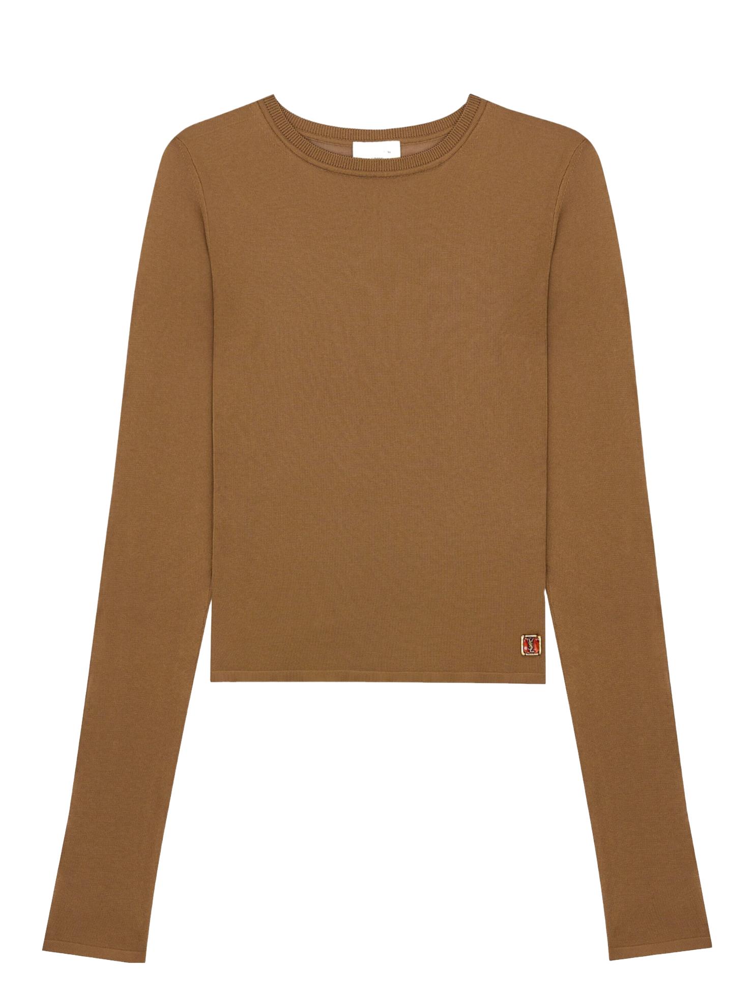 SAINT LAURENT Saint Laurent Long-Sleeved Sheer Top with Square Metal Accents